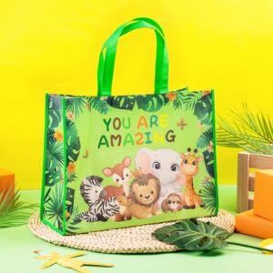 Loveinside Large Recycled Gifts Bags with Handles, Kids Reusable Birthday Party Gift Bag, Shopping Bag - 16" x 6" x 12", 1 Pcs - Animal