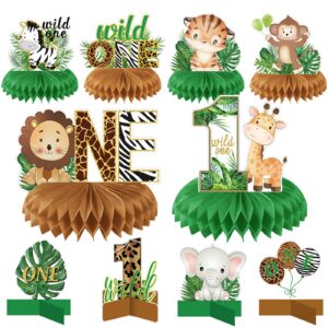 10 pcs wild one honeycomb centerpieces birthday decorations for boys and girls safari centerpieces for tables 3d double side baby shower jungle animals party decorations