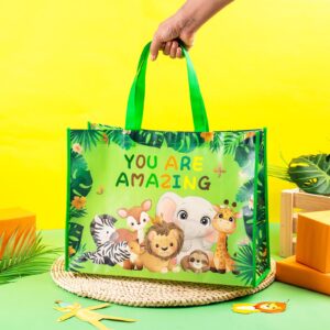 Loveinside Large Recycled Gifts Bags with Handles, Kids Reusable Birthday Party Gift Bag, Shopping Bag - 16" x 6" x 12", 1 Pcs - Animal