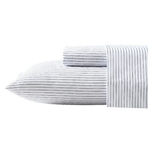 nautica - full sheet set, deep pocket fitted sheet and pillowcase set, casual home decor (skinny yacht stripe grey, full)