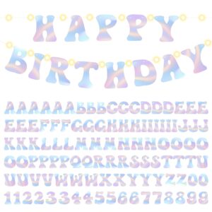 awsertantue diy birthday holographic banner - 112pcs diy holographic banner, make your own banner kit customize letters & lights birthday baby shower christmas winter xmas new year party decoration