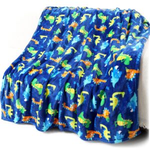 warm soft toddler fleece blankets for boys with dinosaur pattern print - cozy fuzzy plush flannel kids throw blanket for daycare & school - 50x60 inches