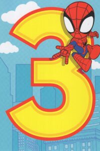 spidey and his amazing friends spider-man spiderman happy 3rd third birthday card (age 3) - who's fearless and amazing? who's great in every way? must be the little hero whose birthday is today!