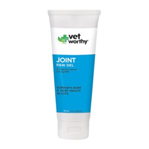 vet worthy joint paw gel for cats - 3oz - glucosamine chondroitin joint support supplement -with msm, vitamin c, yucca schidigera, sea kelp - salmon flavor cat paw gel - daily use