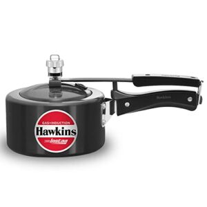 hawkins 1.5 litre instaa pressure cooker, induction inner lid cooker, tall body hard anodised cooker, best black cooker, black (iih15)