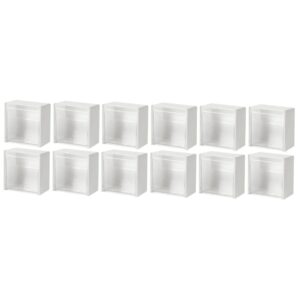 cabilock 12 pcs wall storage box holder wall mount cotton swab holder bathroom holder makeup organizers container with lid wall mount storage bins small container white office -