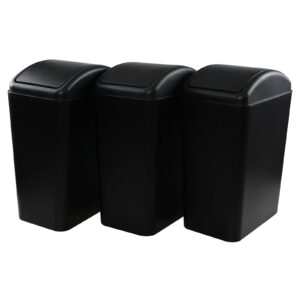 eudokkyna 4.5 gallon swing lid trash can, plastic garbage can waste basket set of 3