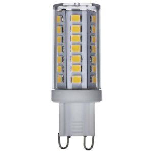 satco s11234 5w/led/g9/830/cl/120v/dim – 5 watt jcd led; g9 base; clear finish; 3000k; soft white; 120 volt; t4 shape; 40w hid equivalent; 2.13" mol; dimmable for various lighting applications