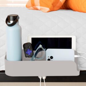 Squirrel-Bedside Perch for College Dorm Bunk Bed, Floating Organizer with USB-C & A Charging Ports, Christmas Gifts for teens, Gift for college, Dorm Room Gifts, Grey