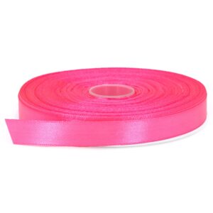 stuffvisor pink satin ribbon, 1/2 inch x 50 yards, double face solid color, thick and durable ribbon roll, 100% polyester ribbon for gift wrapping, crafts, hair and multiple decorations