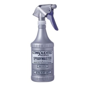 consolidated plastics spraymaster spray bottle (12 pack) leakproof sprayer, hdpe, gray, 32oz