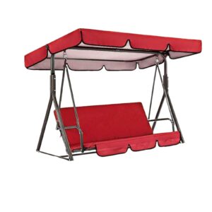 askinds outdoor patio swing cushions 3 seater and canopy replacement, waterproof swing replacement parts for outdoor patio swing chair or hanging glider porch bench furniture cover(red)