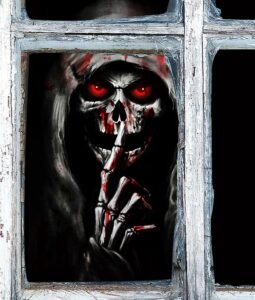 foimas halloween window cover prop poster bloody skeleton window banner decoration for halloween party home decoration photo props