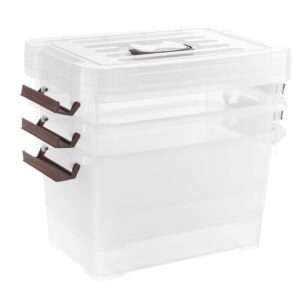 YYXB 4 Pack-Plastic Storage Bins with Lids and Handle, Clear Plastic Latching Box for Storage, Stackable Storage Containers for Organizing, Multi-Purpose, 6 Quart