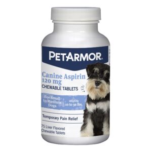 petarmor aspirin for small dogs, fast acting anti-inflammatory and pain relief for dogs, vet-quality joint support and pain meds for dogs, 75 liver flavored tablets