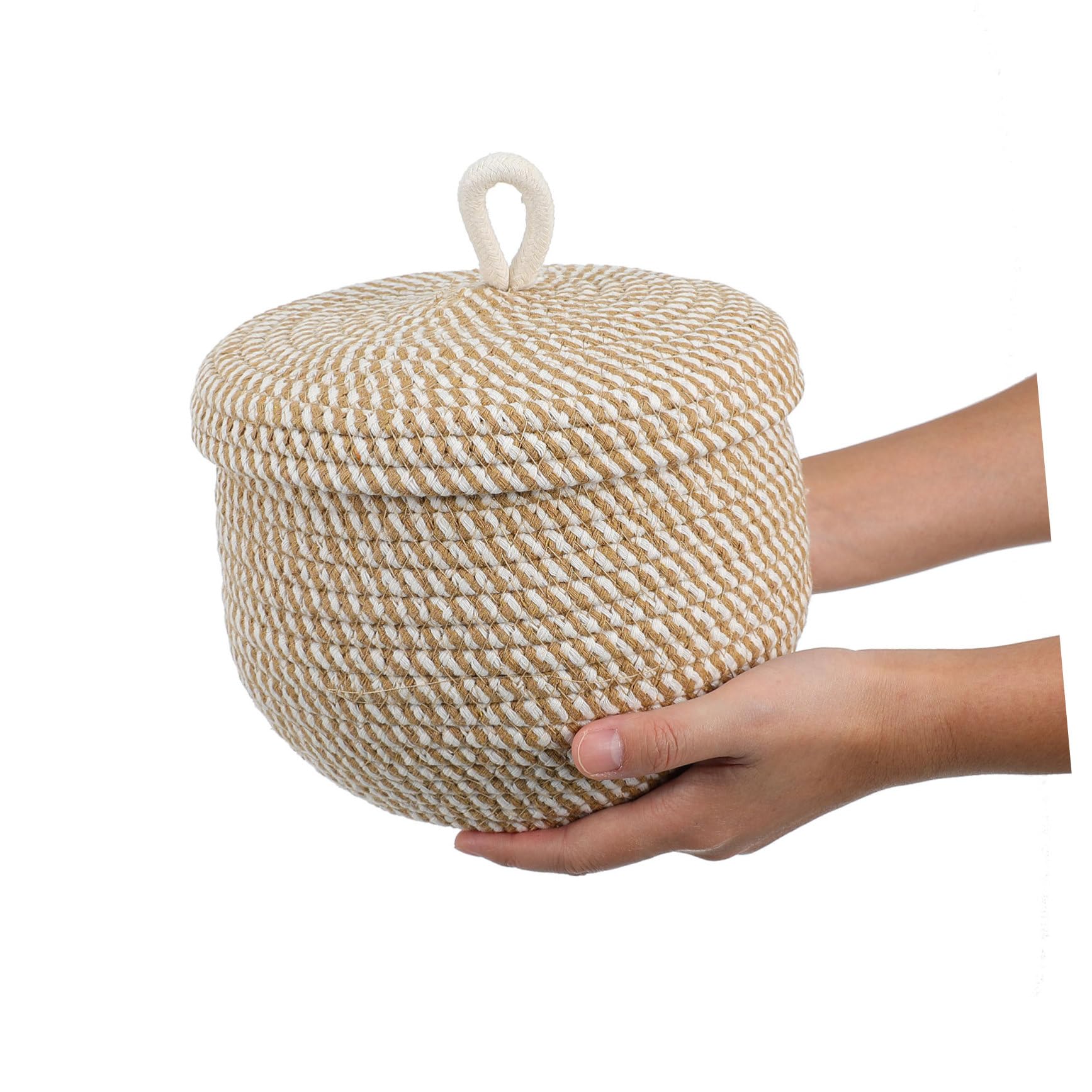 Hemoton Rope Storage Basket Lidded Basket Nursery Storage Container Rattan Storage Basket Wicker Basket with Lid Decor Multifunctional Storage Baskets Baby Diaper Rack Cotton Rope Cute