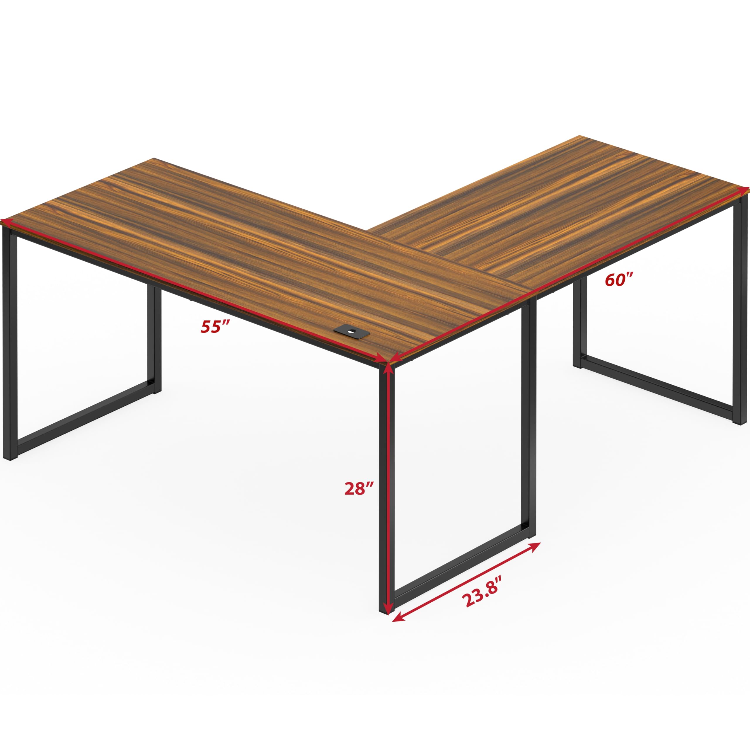 SHW Home Office 55-Inch Large L Shaped Corner Desk, 24" Deep, Walnut