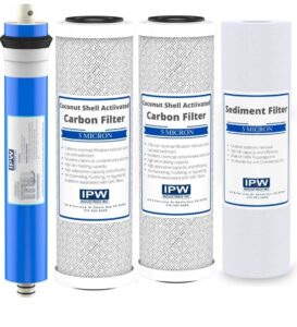 complete 4-pack ro water filter replacement kit for krystal pure kr10 system - including membrane ro filter, carbon block filters, and polypropylene sediment filter