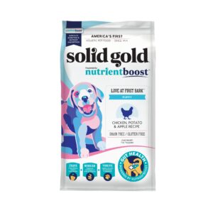 solid gold dry puppy food w/nutrientboost - made with real chicken & nutritious superfoods - love at first bark grain free puppy dry food for healthy growth, energy and gut wellness - 22 lb bag