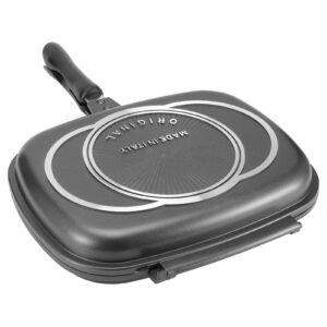 large double sided frying pan,portable frying pan for trucks,double sided frying pan,grill pans grill pan frying double side portable antiburn handle kitchen supplies grill pot 32cm/12.6in