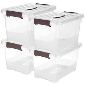 yyxb 4 pack-plastic storage bins with lids and handle, clear plastic latching box for storage, stackable storage containers for organizing, multi-purpose, 6 quart