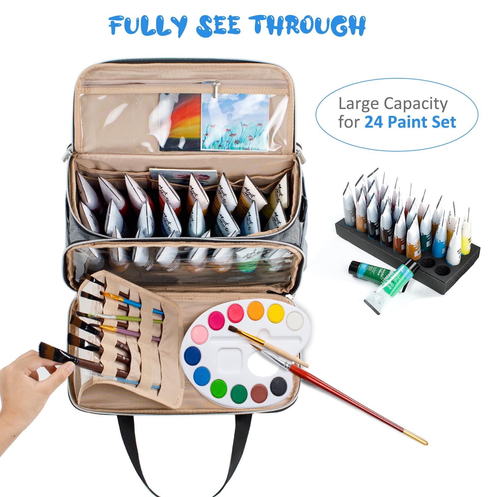 Acrylic Paint Storage, Paint Organizer and Storage, Art Supply Organizer, Art Tote Bags, Craft Paint Storage, Paint Brush Holder, Paint Tube Storage for Apple Barrel Acrylic Painting, Palette Board