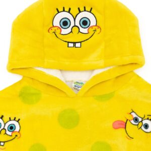 SpongeBob SquarePants Kids Wearable Hooded Blanket | Boys & Girls Yellow All Over Print Fleece Hoodie | Cozy Loungewear