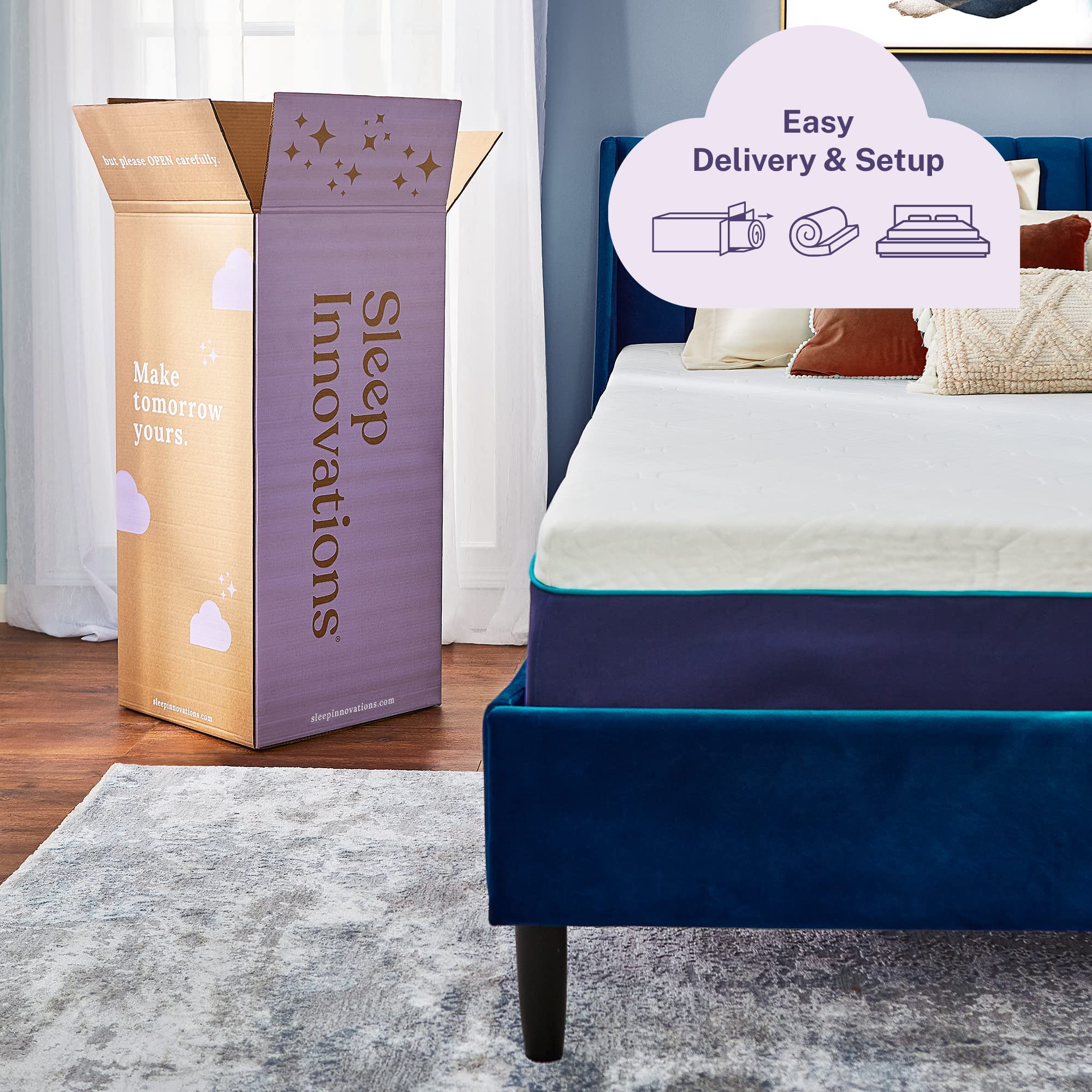 Sleep Innovations Arlo 12 Inch Cooling Firm Support Foam Mattress, Full Size, Bed in a Box, Airflow Foam, Firm Feel