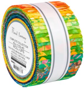 lunn studios artisan batiks floral fantasy roll up 40 2.5-inch strips robert kaufman ru-1152-40