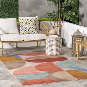 nuloom lori contemporary machine washable indoor/outdoor area rug, 8x10, multicolor