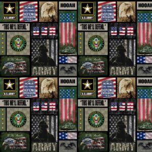 sykel enterprises united state military cotton fabric-us army servicemember camo flag block cotton fabric by sykel