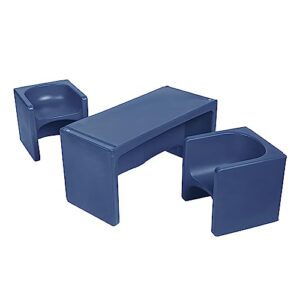 ecr4kids tri-me table and cube chair set, multipurpose furniture, navy, 3-piece