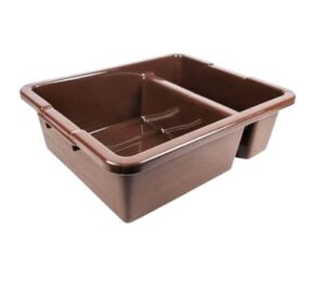 soro essentials- 21-1/4" x 17-1/4" x 7" deep plastic commercial divided bus box tub brown color- utility bus tub food service bus tub wash basin dish tub for kitchen organizer storage