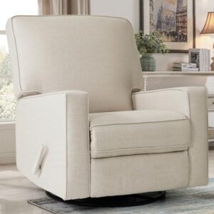 harkawon swivel rocker recliner chair, glider rocker recliner, rocking chair nursery, fabric chair with high back, deep seat, for living room, bedroom, beige