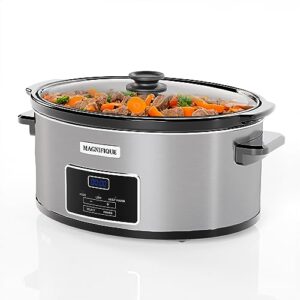 magnifique 8-quart casserole slow cooker with timer and digital programmable - small kitchen appliance for family dinners - serves 6+ people - heat settings: keep warm, low and high