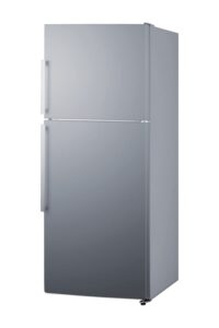 summit appliance ff1513ss 28" wide top mount refrigerator-freezer, interior led lighting, digital temperature control, 13.63 cu.ft capacity, frost-free, open door alarm, stainless steel exterior