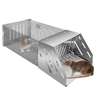 humane mouse trap,combined automatic continuous rat traps cage, extended metal rat trap,sensitive pedal trigger, easy to set mice catcher for indoor and outdoor