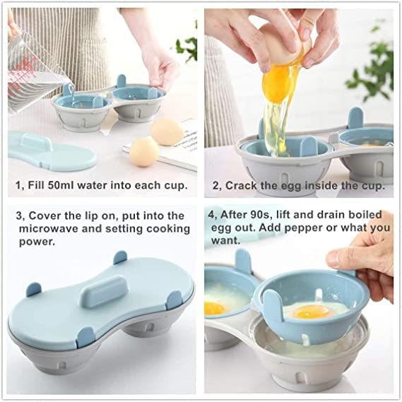 Best Kitchen Egg Poacher Microwaveable, Egg Cooker, Dishwasher Safe, Egg Large Maker Poached Egg Steamer Kitchen Gadget (Blue). BPA Free.