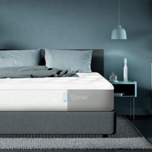 casper sleep snow mattress, queen medium firm memory foam mattress w/ heatdelete cooling bands - 100-night trial - certipur-us mattress, light grey