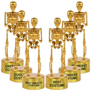 ccinee 6 halloween best costume skeleton trophy, halloween skull party favor prizes gold bones game awards costume contest event trophy school classroom rewards treats for kids goodie bag fillers