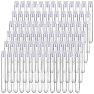 xuhal 200 pack clear plastic test tubes 12 x 100mm 12 ml plastic tubes with caps candy tubes test lab tubes for scientific themed birthday party supplies