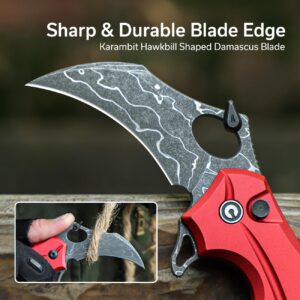 CIVIVI Incisor II Pocket Folding Knife for EDC, Karambit Knife with 2.02" Damascus Blade Aluminum Handle C16016B-DS1