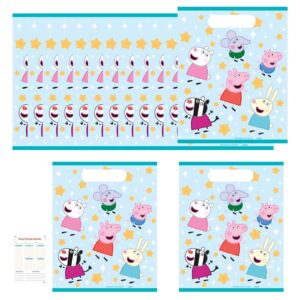 unique peppa pig party favor bags pack - 16 peppa pig goodie bags, checklist - peppa pig party decorations, birthday party supplies, officially licensed