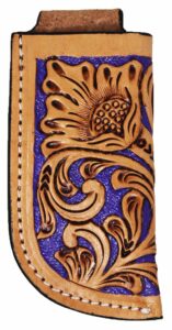 challenger horse western floral tooled leather 4" knife sheath holster with belt loop 29fk06pr