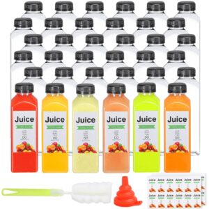 ljinokyun 36 pcs-16oz reusable take-out juice bottles with caps - clear empty juice bottles with labels for smoothies drinking and other beverages