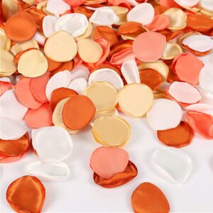 deemei 400pcs silk rose petals for wedding artificial flower petals bulk for basket fall wedding aisle runner bridal shower table decor(orange)