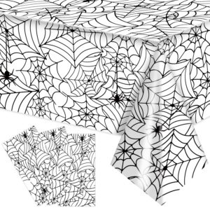 labeol halloween tablecloth,3 pcs spider web tablecloths for halloween party decorations, 54"x108" disposable plastic rectangle table cloth,halloween decorations for halloween party home haunted house