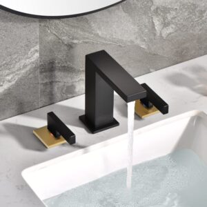 sumerain Widespread 8 inch Bathroom Faucet, Black Bathroom Sink Faucet, 3 Hole Bathroom Faucet