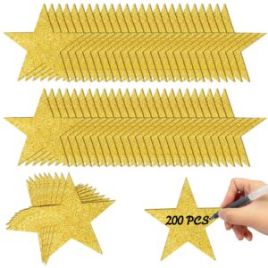 200 pcs glitter gold five star cutouts paper star confetti cutouts gold star cutouts for bulletin board stars accents classroom wall party decoration supply