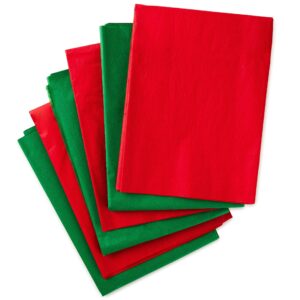 hallmark red and green bulk tissue paper for gift wrapping (100 sheets) for gift bags, christmas presents, holiday crafts and more